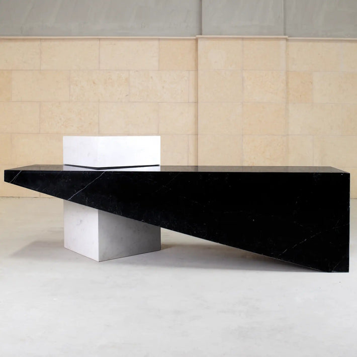 Black Marble Bench | Marble Outdoor Bench | Marble Benches | Marbeya Charm