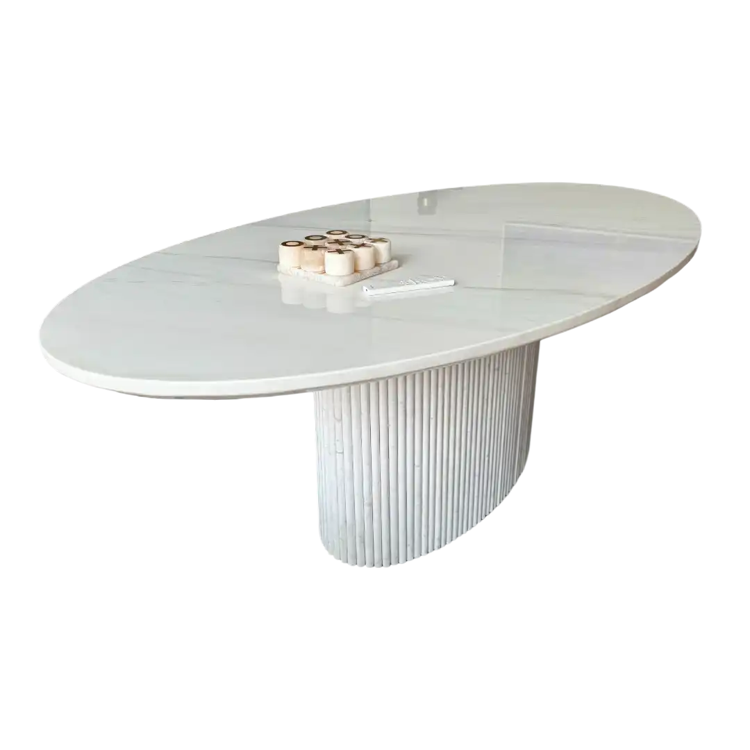 Ovalo Modern Office Table | Oval Office Desk Dubai | White Marble ...